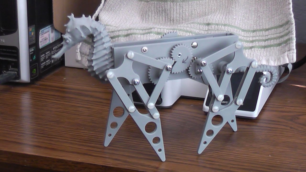 Nautilus "spiral" gear, quadruped walking robot. Quick step, variable ...