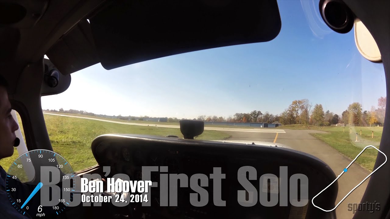 Ben Hoover's first airplane solo at Sporty's Academy - YouTube