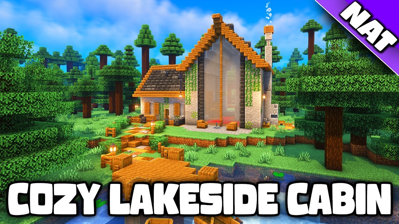 Building A COZY LAKESIDE CABIN In Minecraft - YouTube
