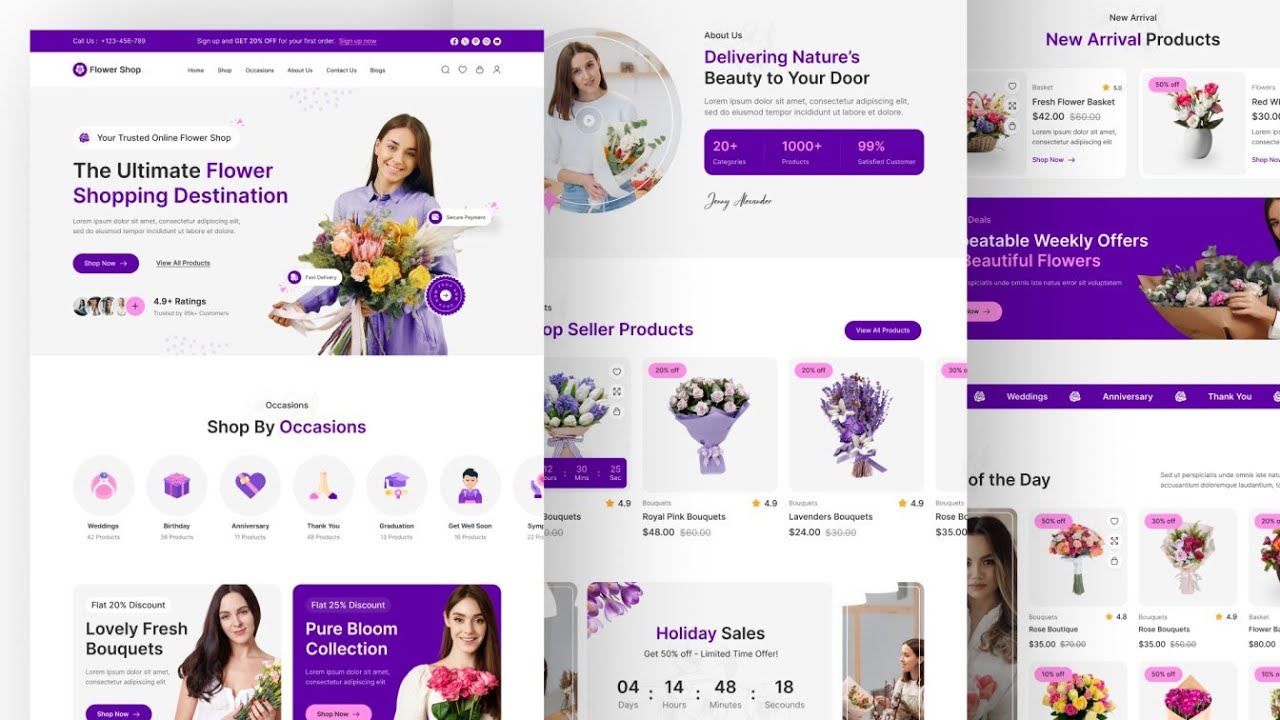 Flower Store Website UIUX Design | Flower Shop Website UIUX Design ...