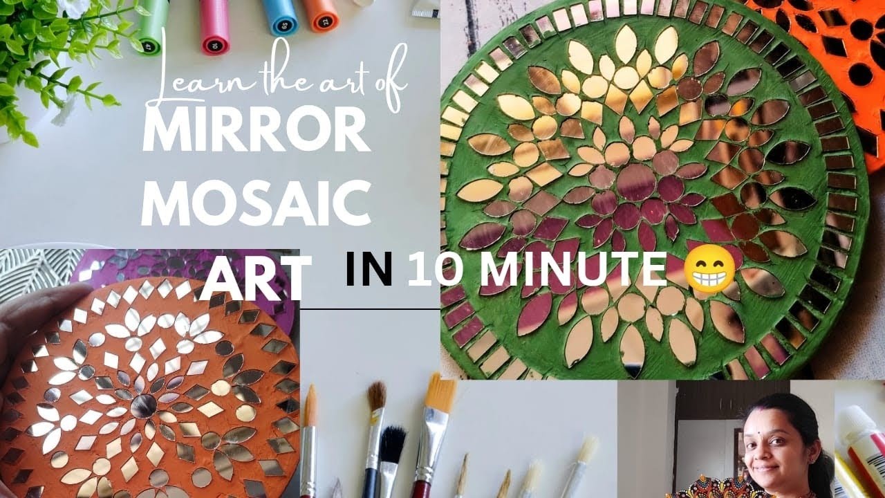 "Step-By-Step Mirror Mosaic Art , DIY Mirror Mosaic ,Mirror Art, Learn Art - YouTube