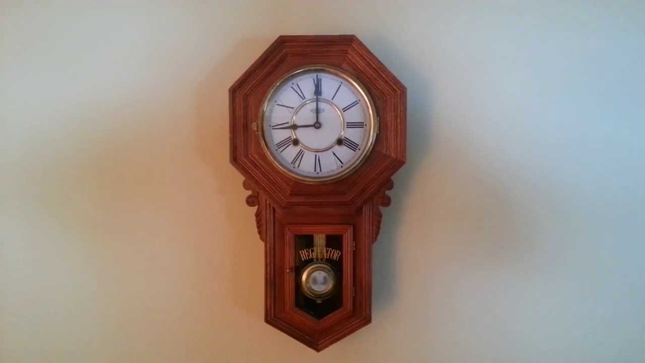 Oak D & A Regulator Octagon Drop Clock - YouTube