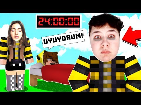 GERÇEK HAYAT 24 SAAT BOYUNCA UYUMADIK! 😱 - Minecraft