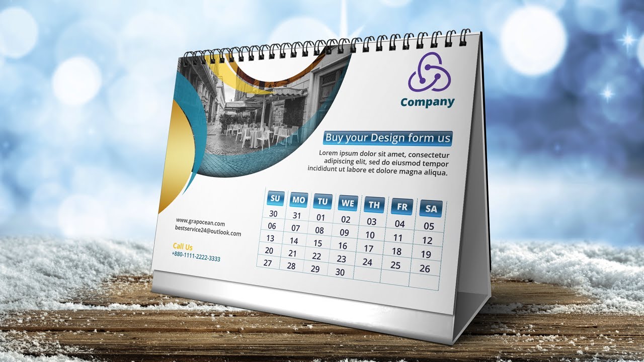 Company Desk Calendar Design Tutorial | Adobe Photoshop Cc - YouTube