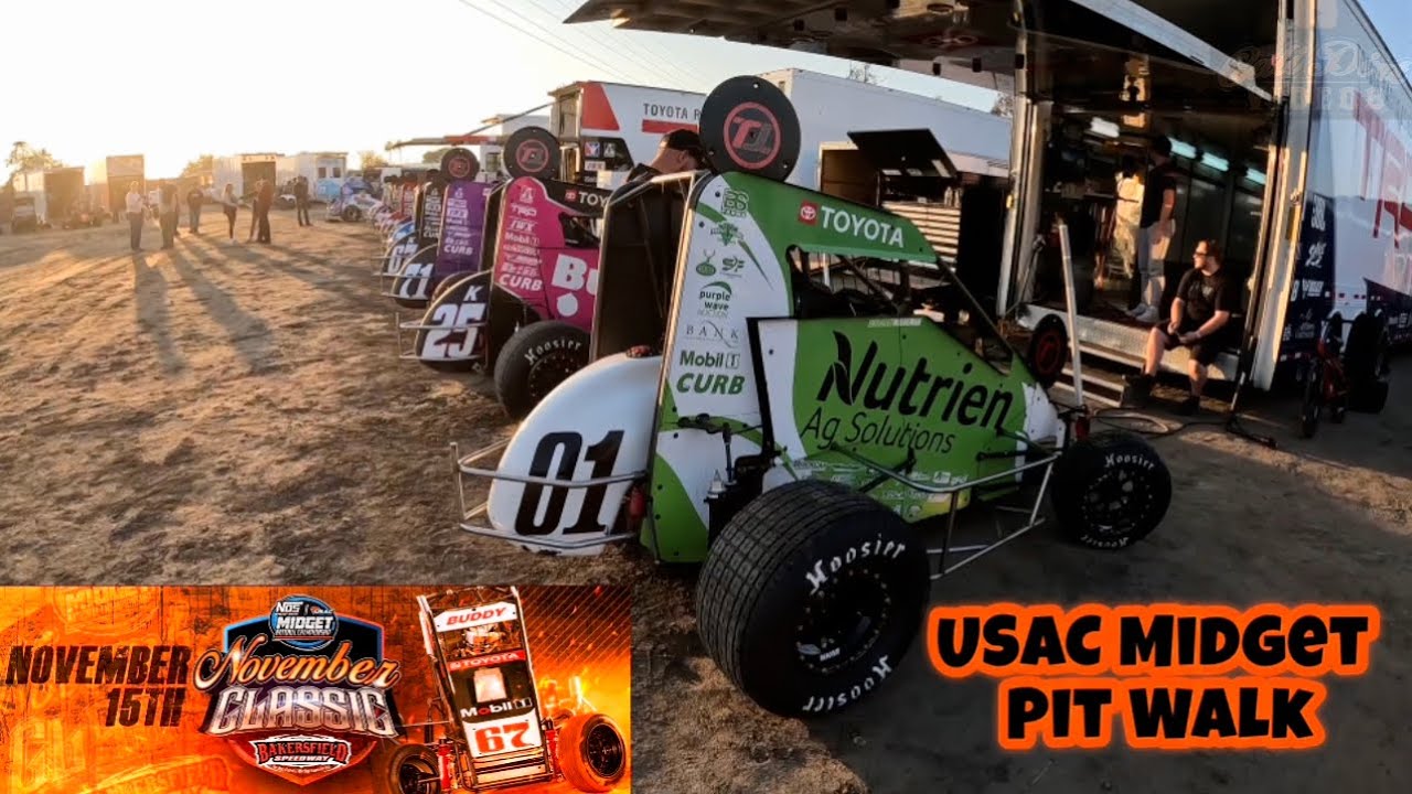 USAC NATIONAL MIDGETS INVADE BAKERSFIELD SPEEDWAY (OILDALE) PRERACE PIT ...