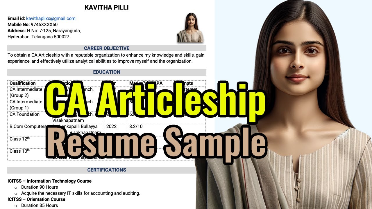CA Articleship Resume Format Sample | Download Word Format - YouTube