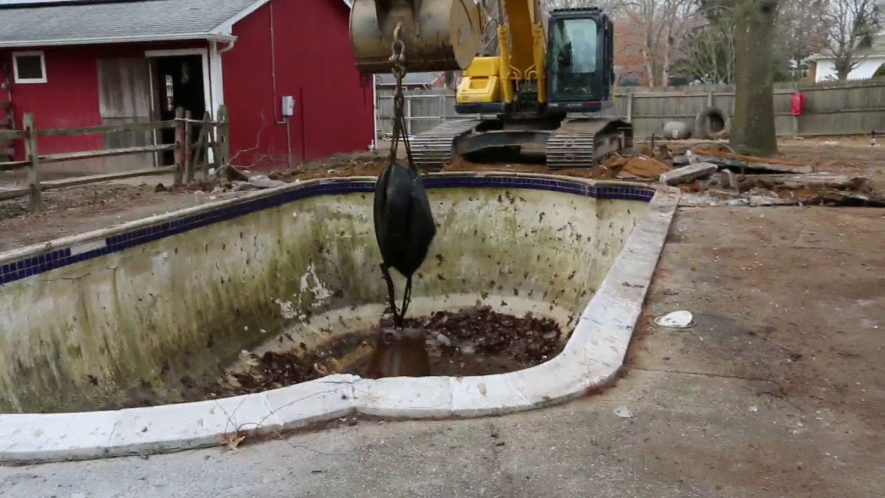 Gunite Pool Removal Demolition 1 - YouTube