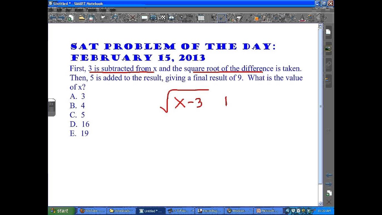 SAT ACT Math Problem of the Day: Feb 15, 2013 - YouTube