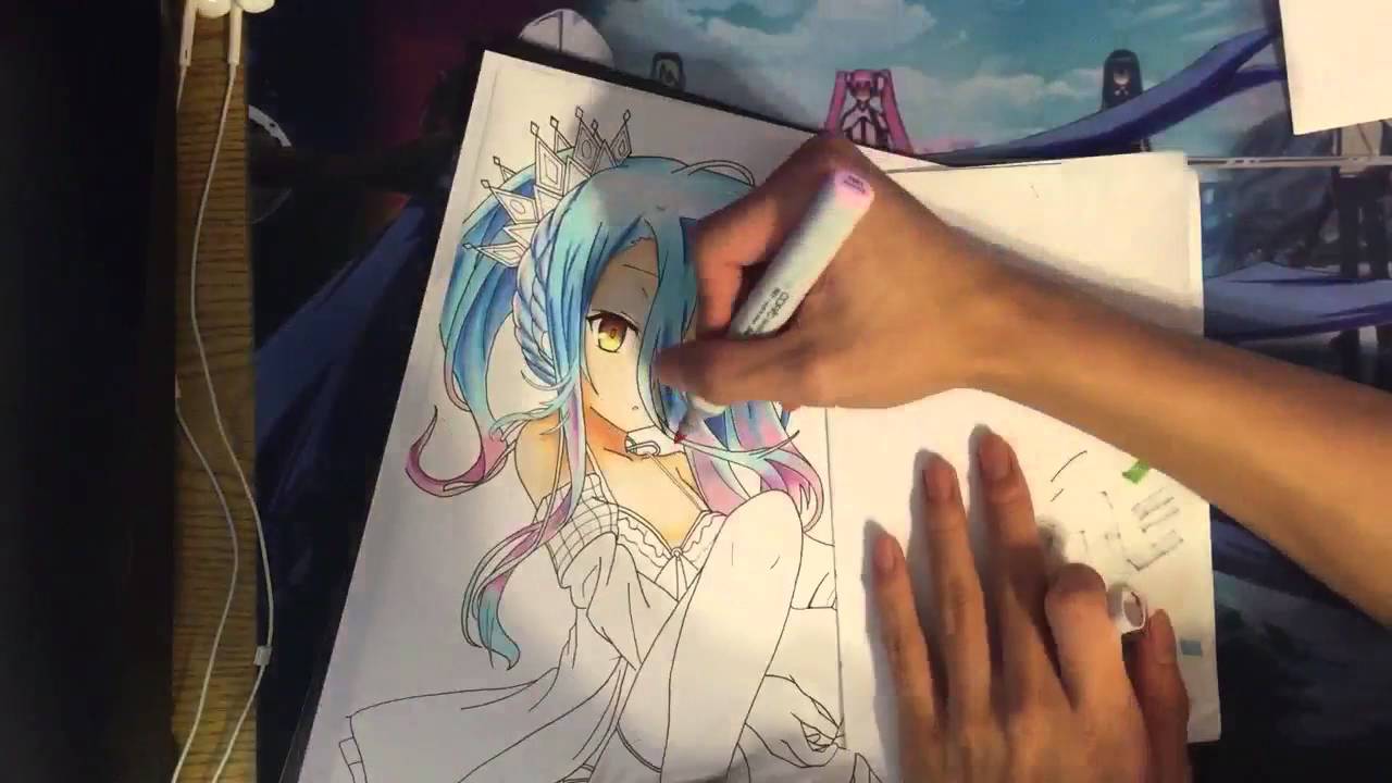 Drawing Shiro from no game no life - YouTube