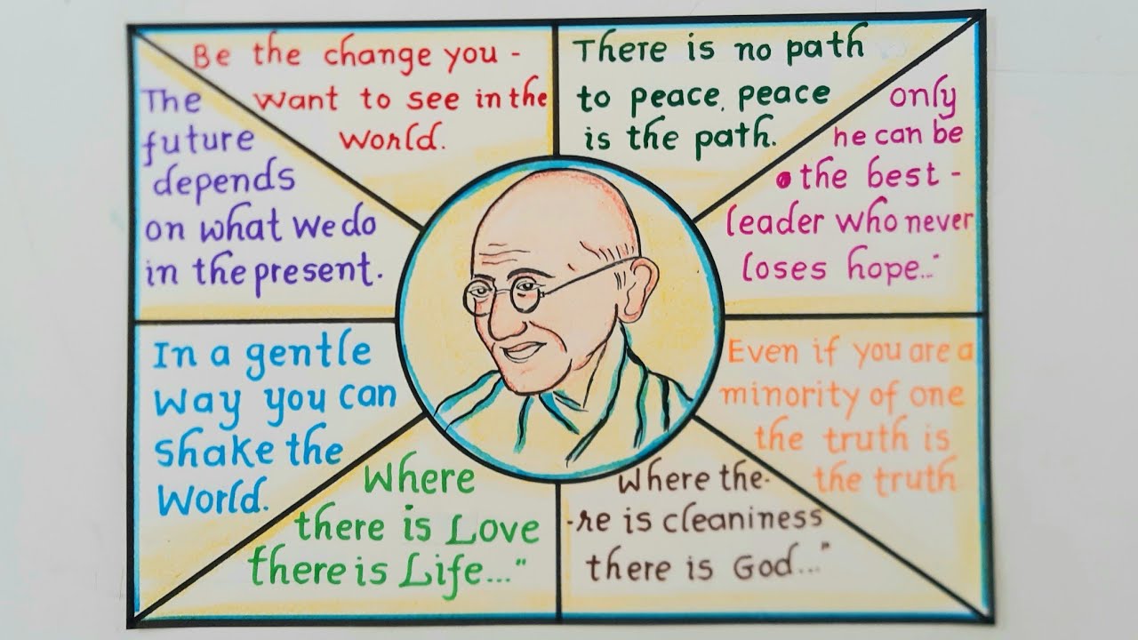 Gandhi Jayanti Poster//Amazing Quotes Of Gandhiji// How to Draw Gandhi ...