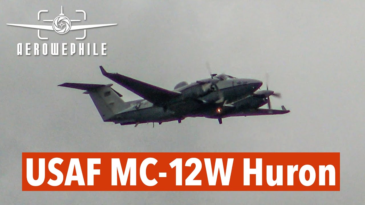 US Air Force Beechcraft MC-12W Huron (350ER) Low Approach at Tri-Cities ...