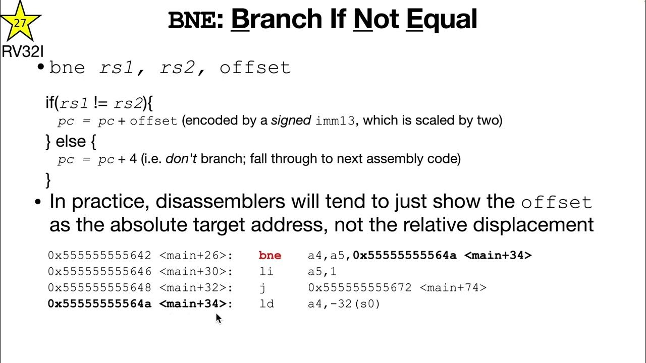 Arch1005: RISC-V Assembly 07 Control Flow 01 IfExample1.c 1 - YouTube