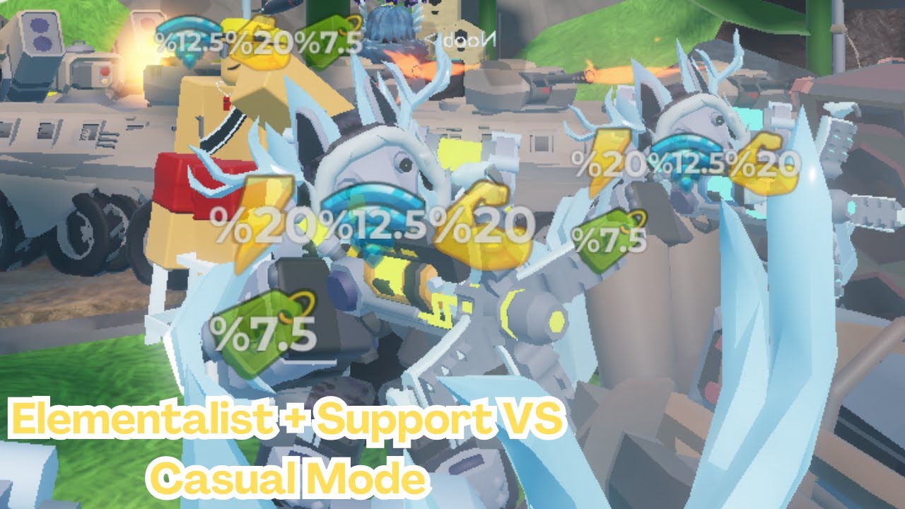 Elementalist + Support vs Casual Mode | Tower Defense Simulator Roblox ...