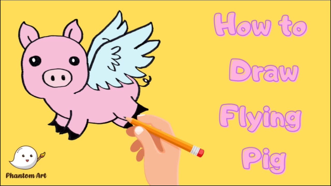 How to Draw Flying Pig - YouTube