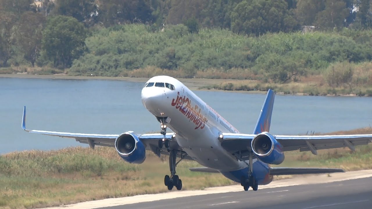 B757W-23N Jet2Holydays Overhead Landing And Take Off At Corfu Greece ...