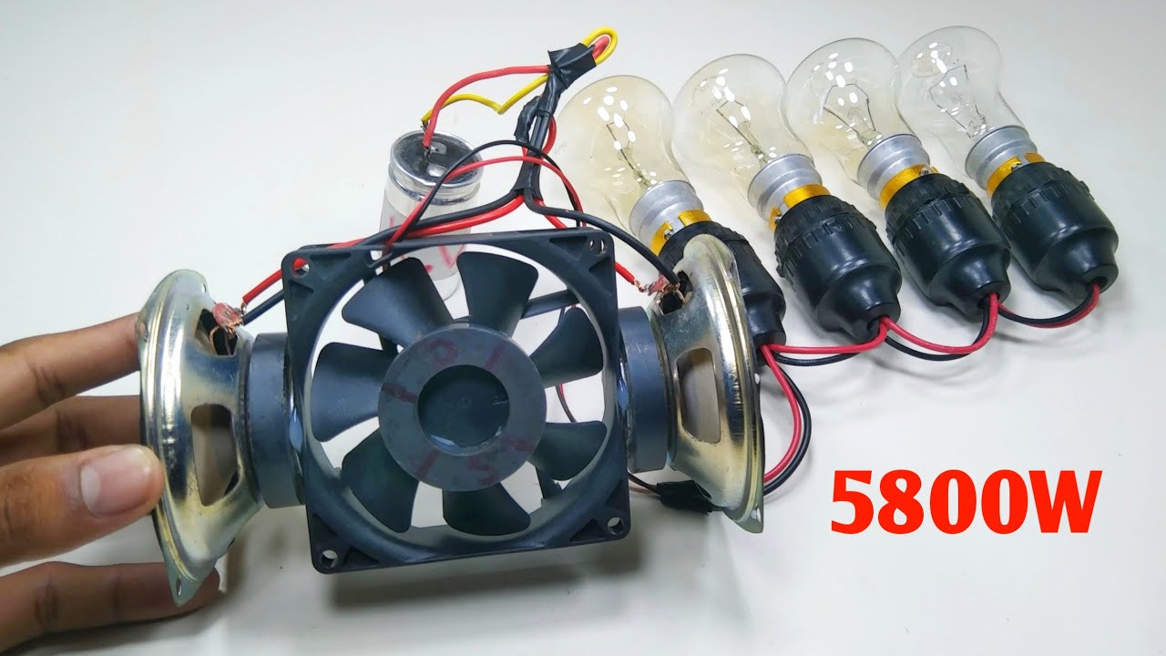 2 Speaker Colling Fan 5800W 220V Free Electricity Energy Generator Self ...