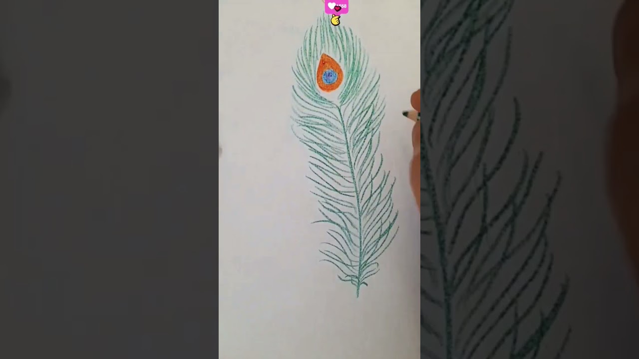How to draw a peacock feather | Easy feather drawing #shorts #feather # ...