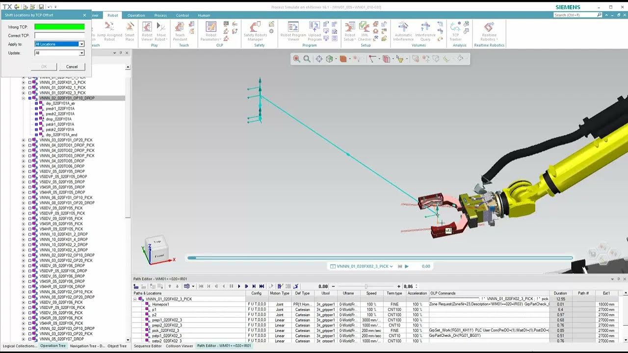Process Simulate Shift Locations By Tcp Offset Youtube