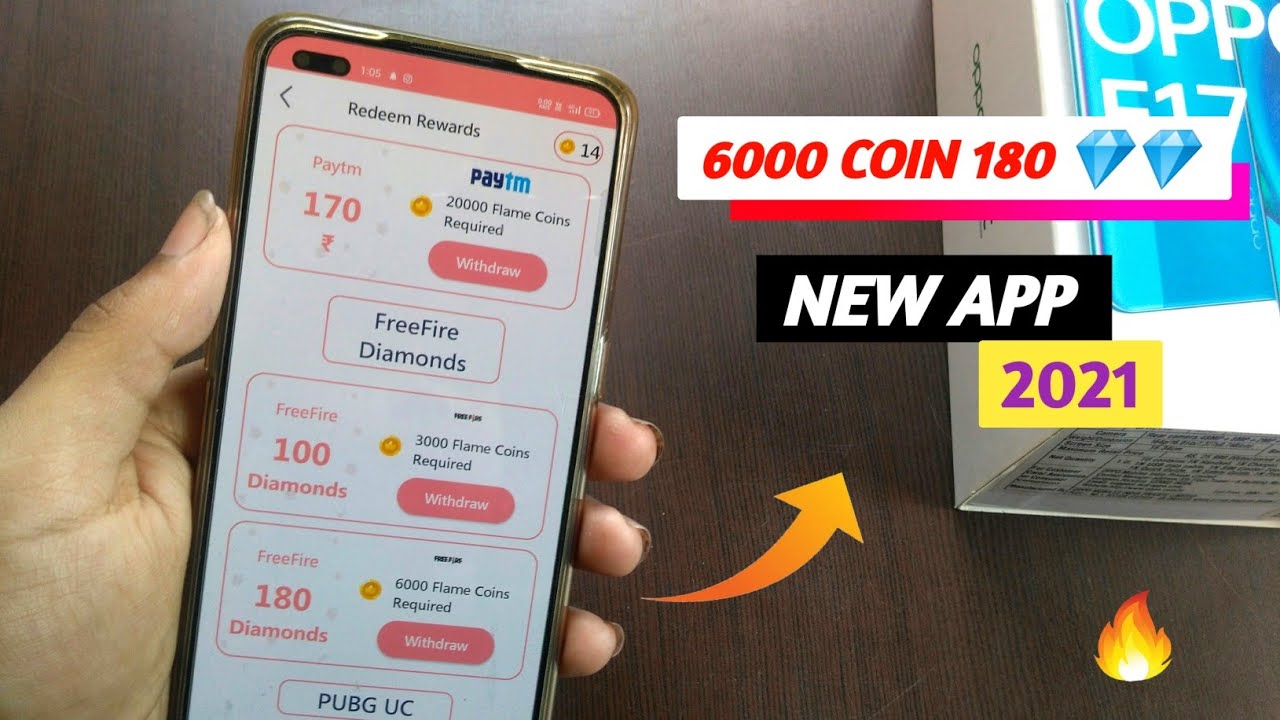 6000 Coins 180 💎💎 | How to get free diamonds in free fire | flame app ...
