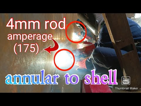 Stick welding annular to shell - YouTube