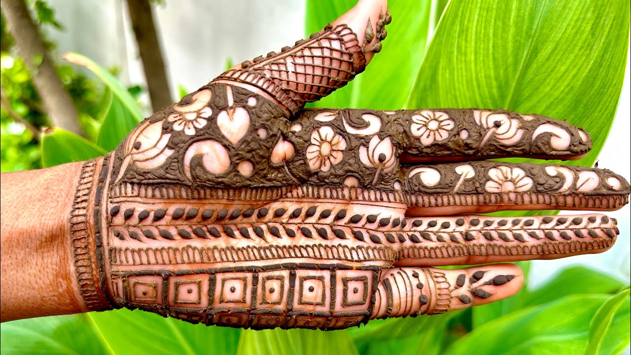Easy semi bridal Mehendi Design | Check Pattern Mehndi Design | Grid ...