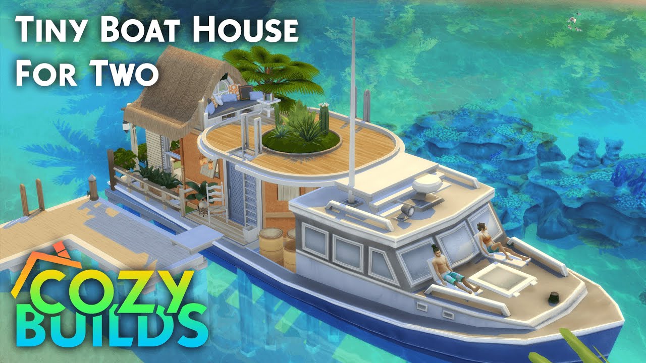 Tiny Boat House for Two 🛥️🏠👫 Cats and Dogs + Island Living • The Sims 4 ...