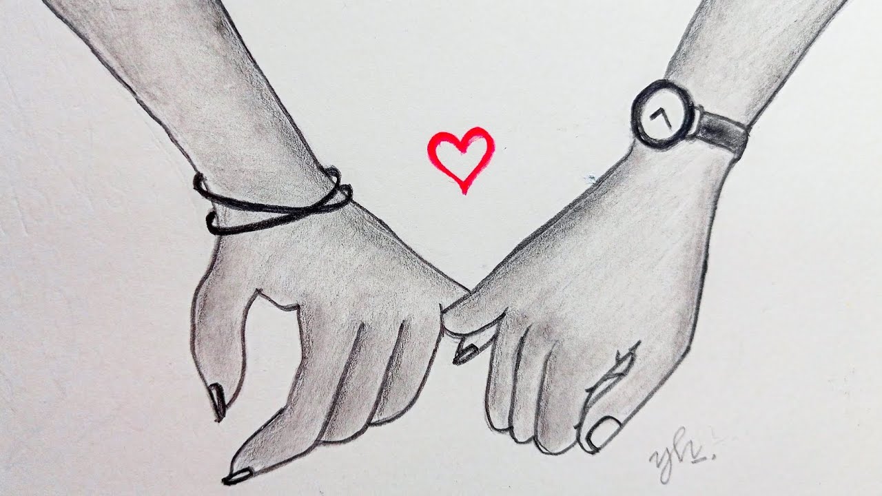 Holding Hands Pencil Sketch | How To Draw Holding Hands | Pencil ...