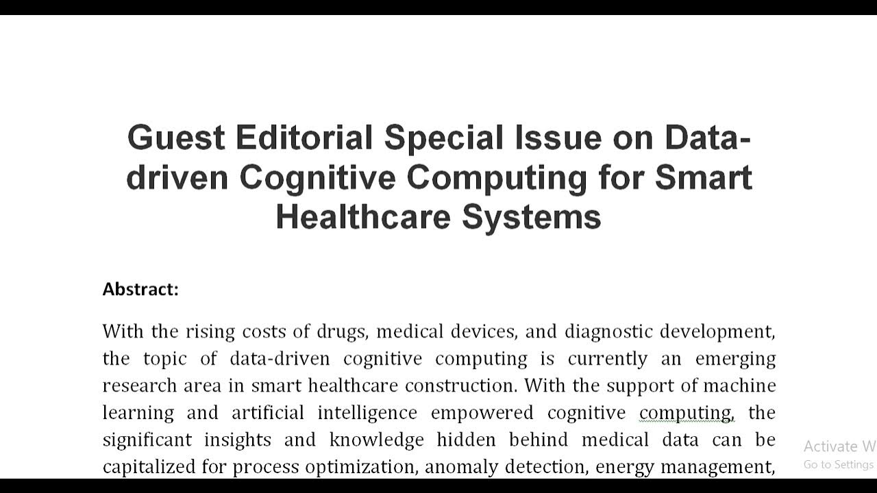 Guest Editorial Special Issue on Data driven Cognitive Computing for Smart Healthcare Systems ...