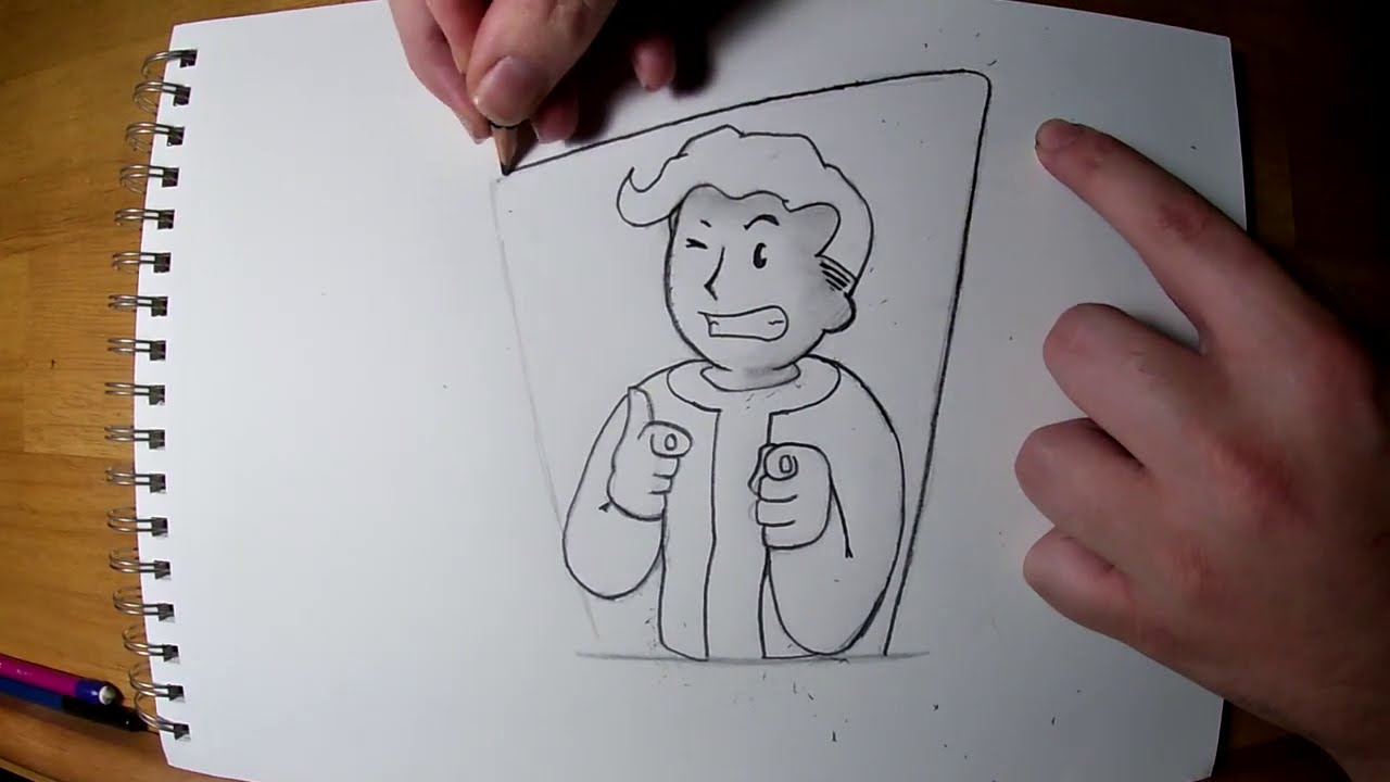 Drawing Vault Boy Famous From The Fallout Series - Fallout 76 Fan Art ...