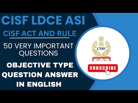 ACT AND RULE | 50 IMPORTANT QUESTION IN ENGLISH | CISF | CISF LDCE ASI | MCQ TYPE - YouTube