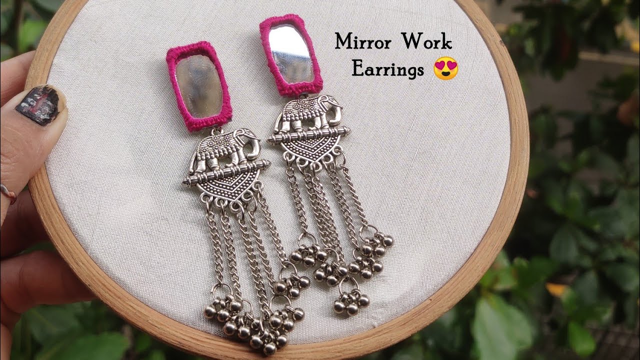 Mirror Work Earrings🌸||Scrap Fabric - DIY ||Handmade Jewlry😱 ...
