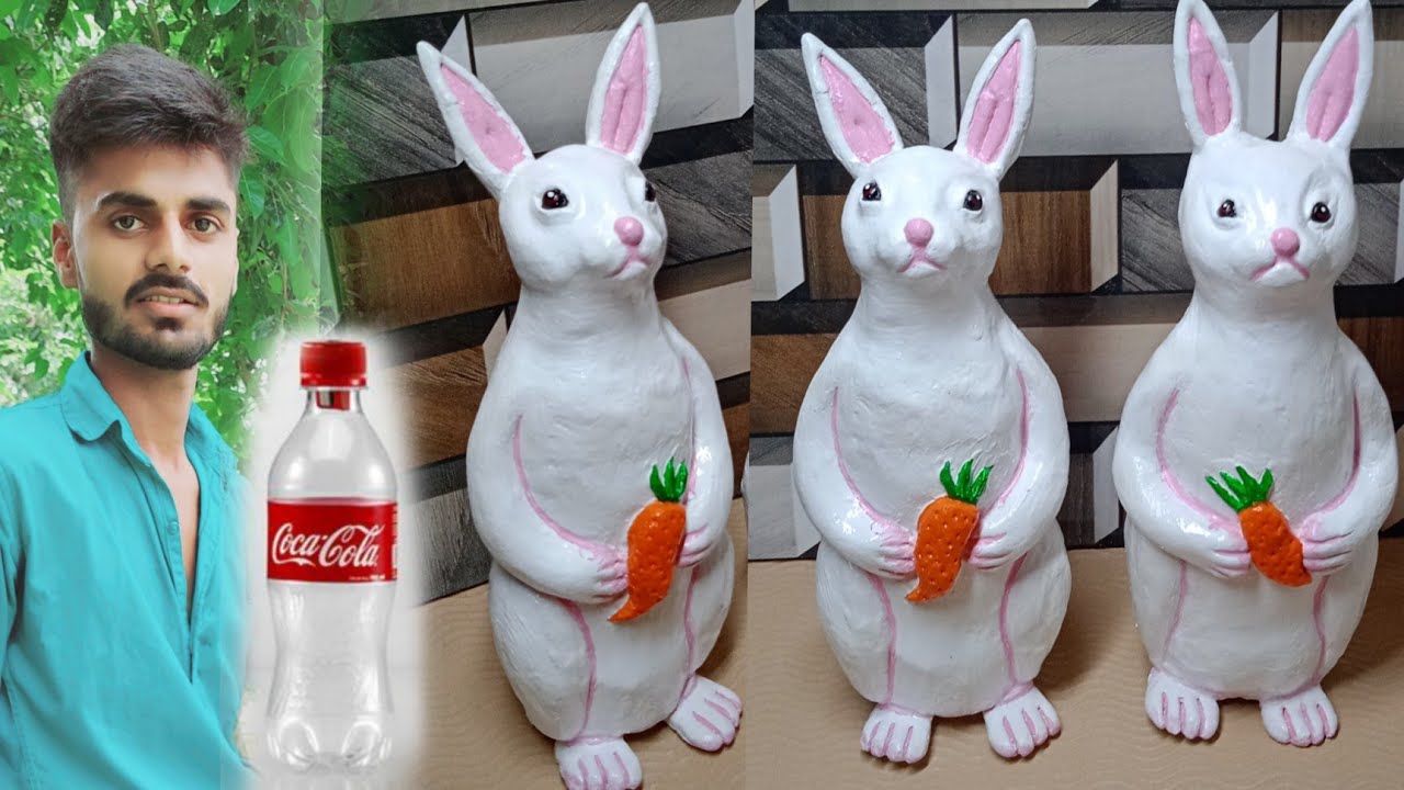 how to made Rabbit🐇from plastic bottle,Wall Putty Craft Ideas,Diy Craft ...