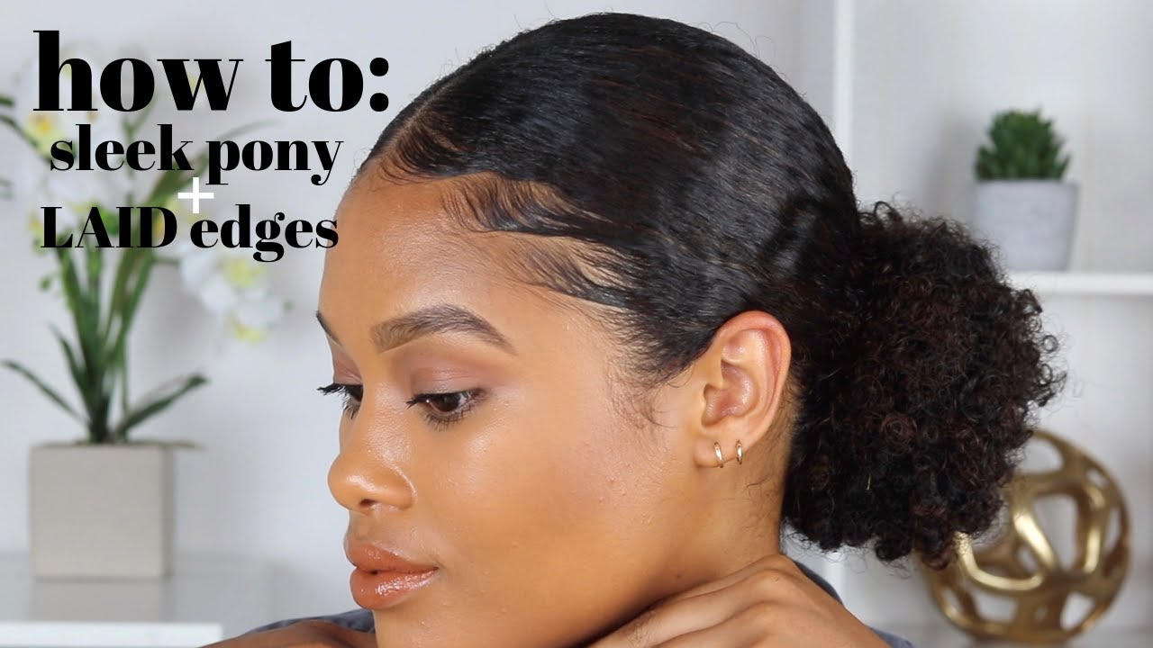 natural hair tutorial: slick low pony & LAID edges || alyssa marie ...