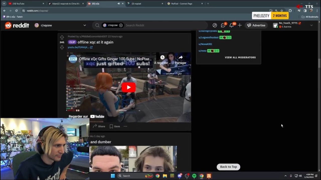 XQC Explains Why He Offline Gifted Subs To Ginger | NoPixel GTA RP ...