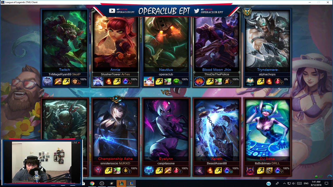OPERACLUB EPT BY DJ GAMING HARRY HUI Play League of Legends Live 08/12 ...