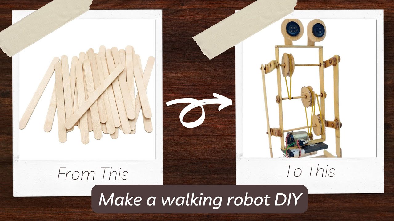 DIY Walking Robot with Popsicle Sticks & Rubber Bands – Powered by DC ...