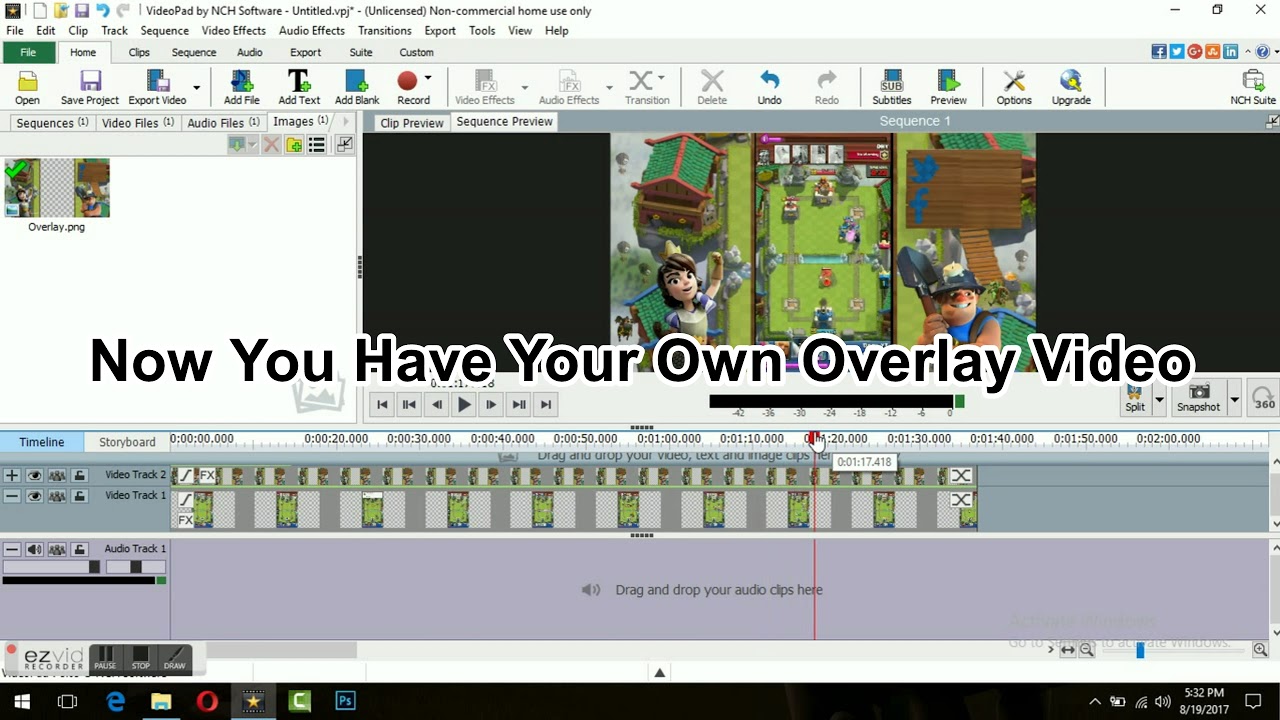 Add Clash Royale Overlay To Video | Videopad Tutorial - YouTube