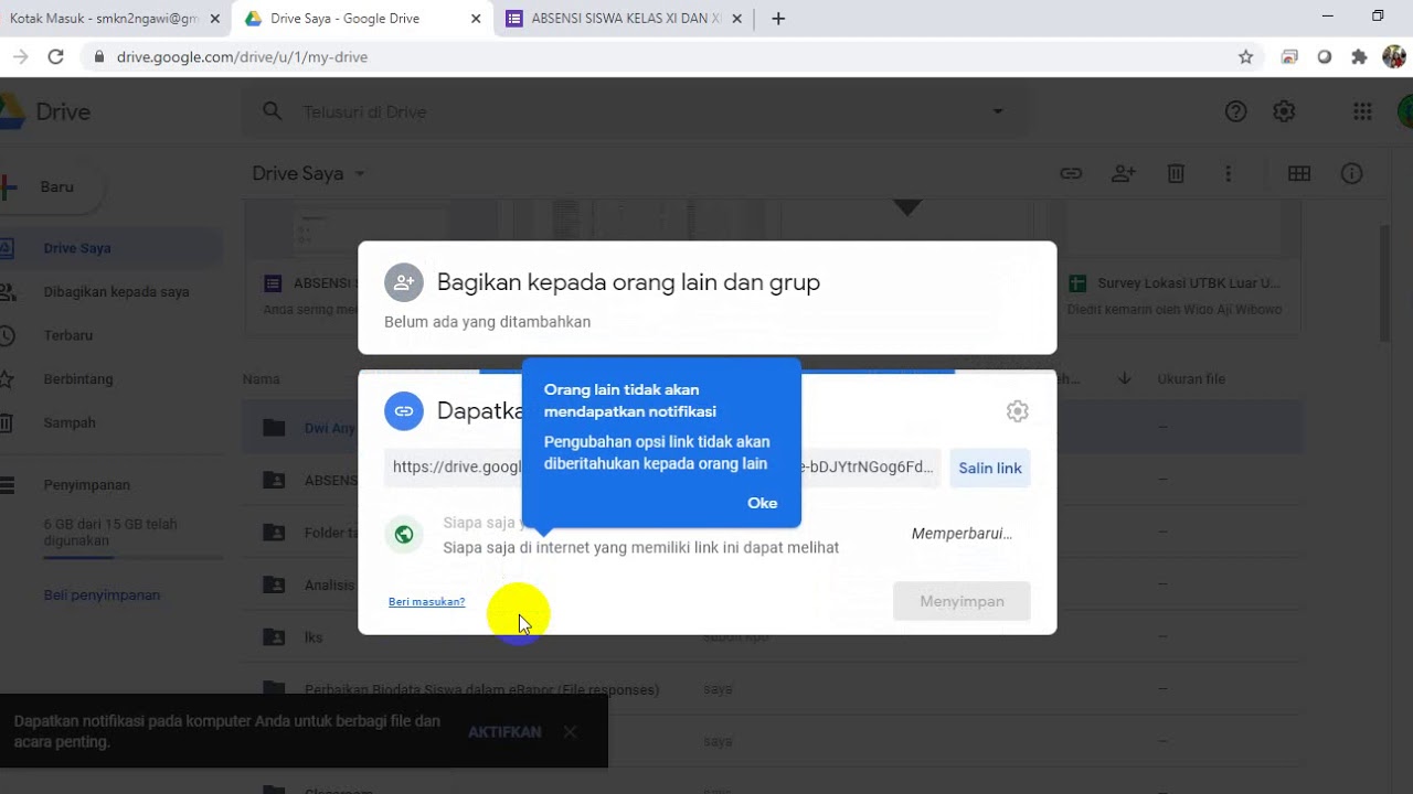 berbagi file dan folder di google drive - YouTube