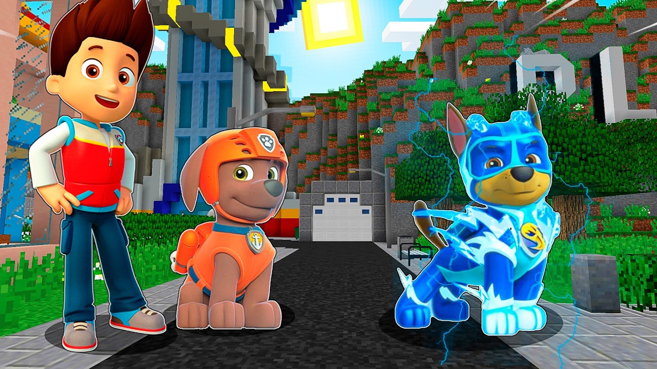 LA PAW PATROL CONOCE CHASE SUPERHÉROE DE LA MIGHTY PUPS EN MINECRAFT 😱 ...