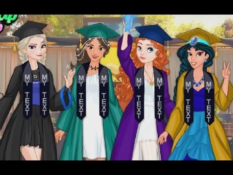 Disney Princess Graduation - Elsa Elena Merida & Jasmine Dress Up Game ...
