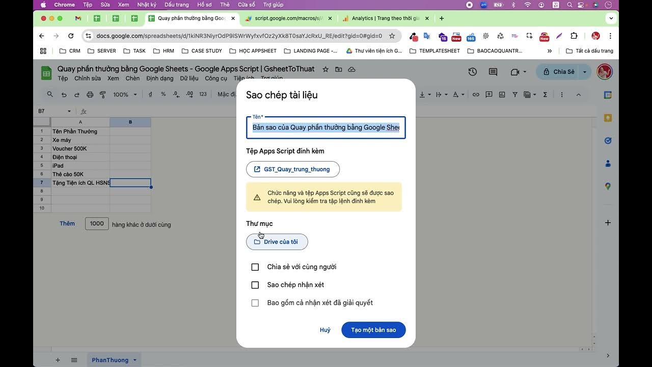 Quay phần quà trúng thưởng trên Google sheets và Google Apps Script - YouTube