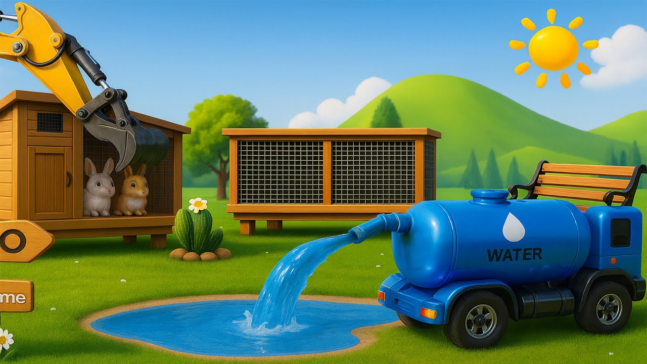 Zoo Adventure 🐘🚜 See How Vehicles Work All Day Starting With Filling ...