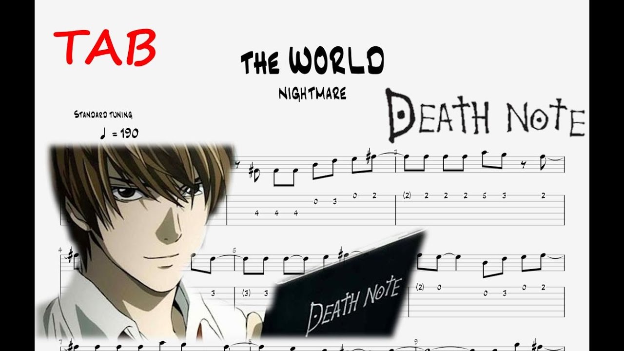 【TAB】(Death Note OP1) NIGHTMARE - the WORLD / guitar tutorial / piano ...