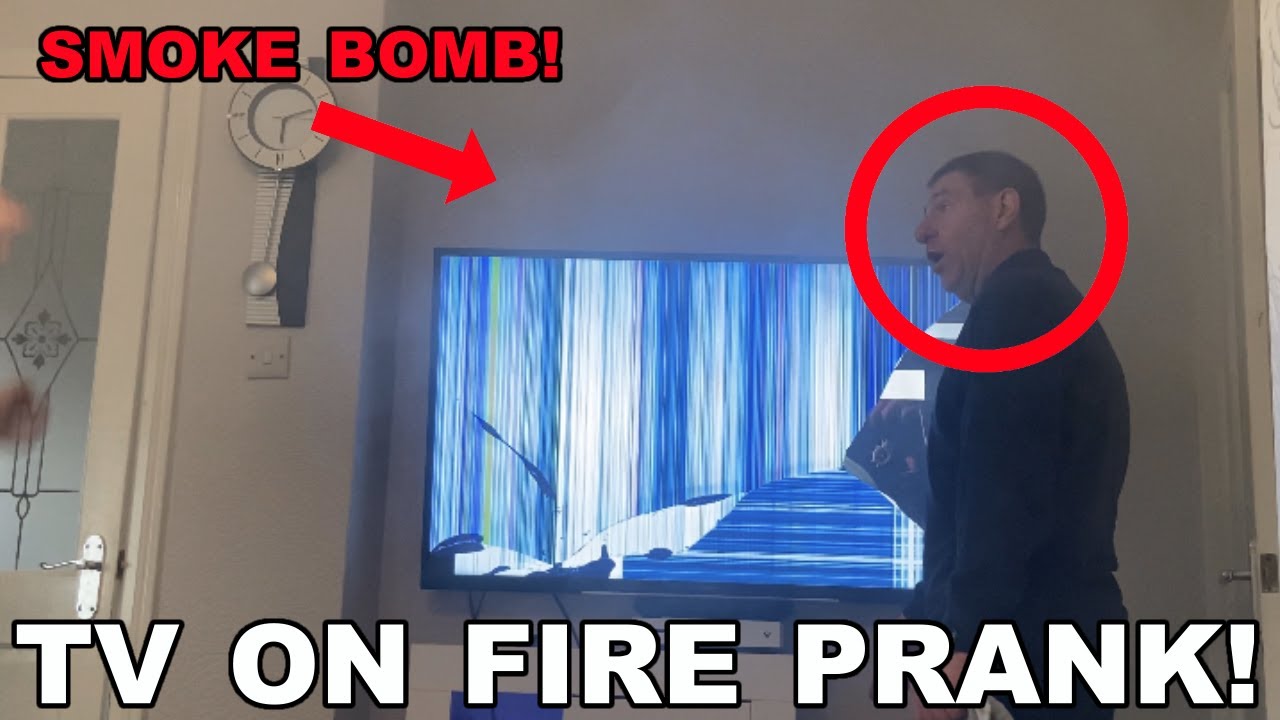 TV WENT ON FIRE PRANK!! (INDOOR SMOKE PELLET PRANK) - YouTube
