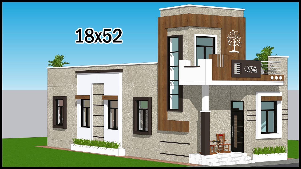 18'-0"x52'-6" 3BHK 3D Home Villa Design | Latest Villa Design | Gopal ...