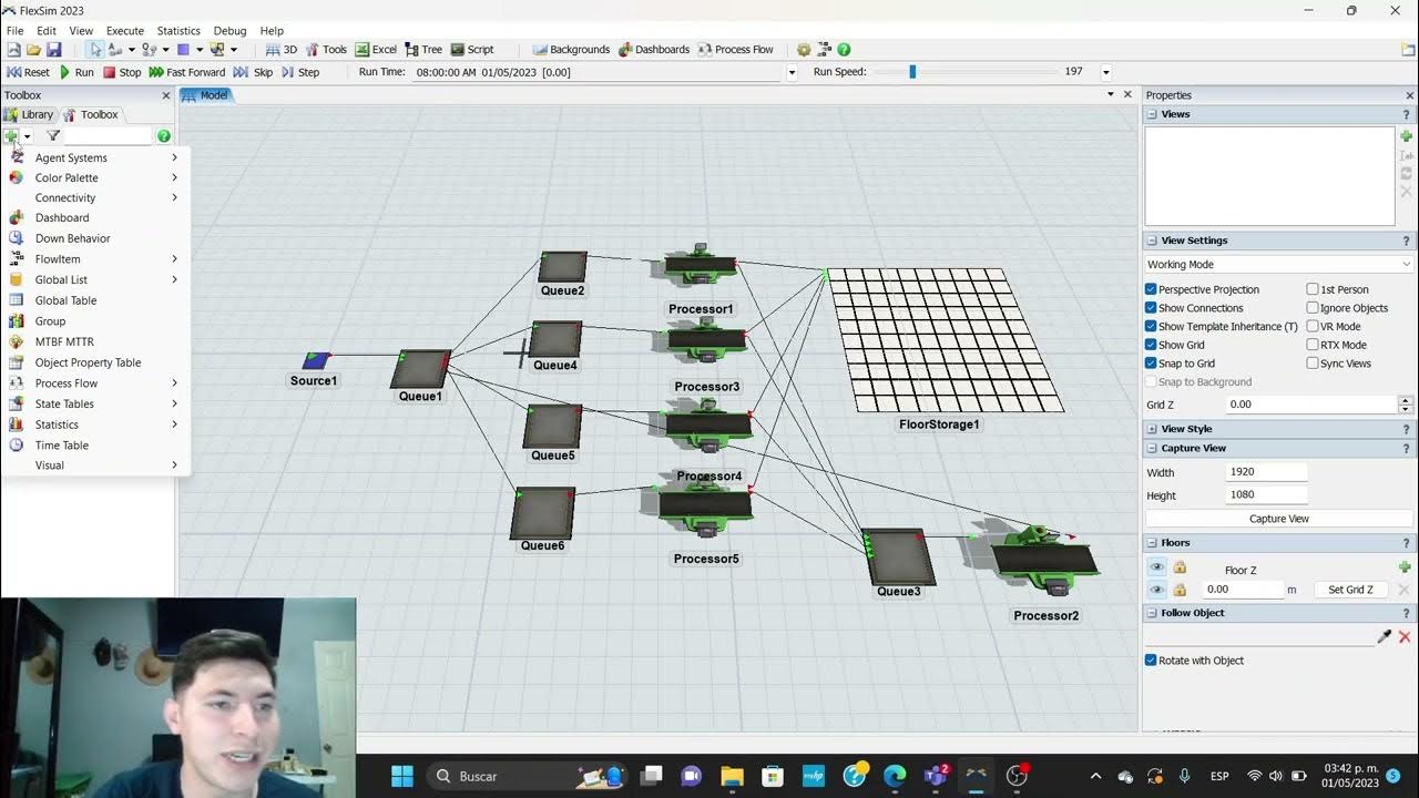 Tutorial modelo 5A simulación por flexsim - YouTube