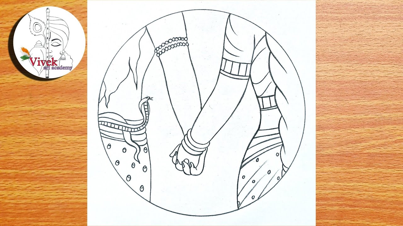 Shiv Parvati Drawing | Shiv Parvati Holding Hand | Bholenath Sketch ...