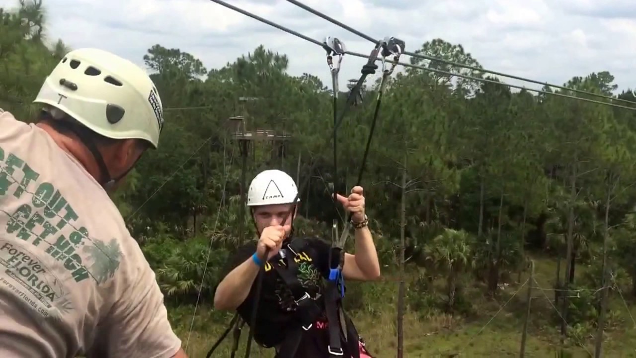Riding a zip line in Central Florida! - YouTube