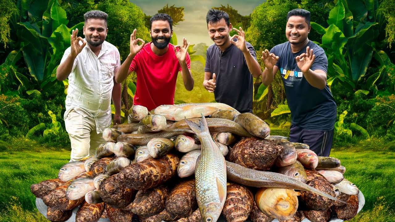 TARO FISH CURRY | Taro Root and Fish Curry Recipe Cooking In Village ...