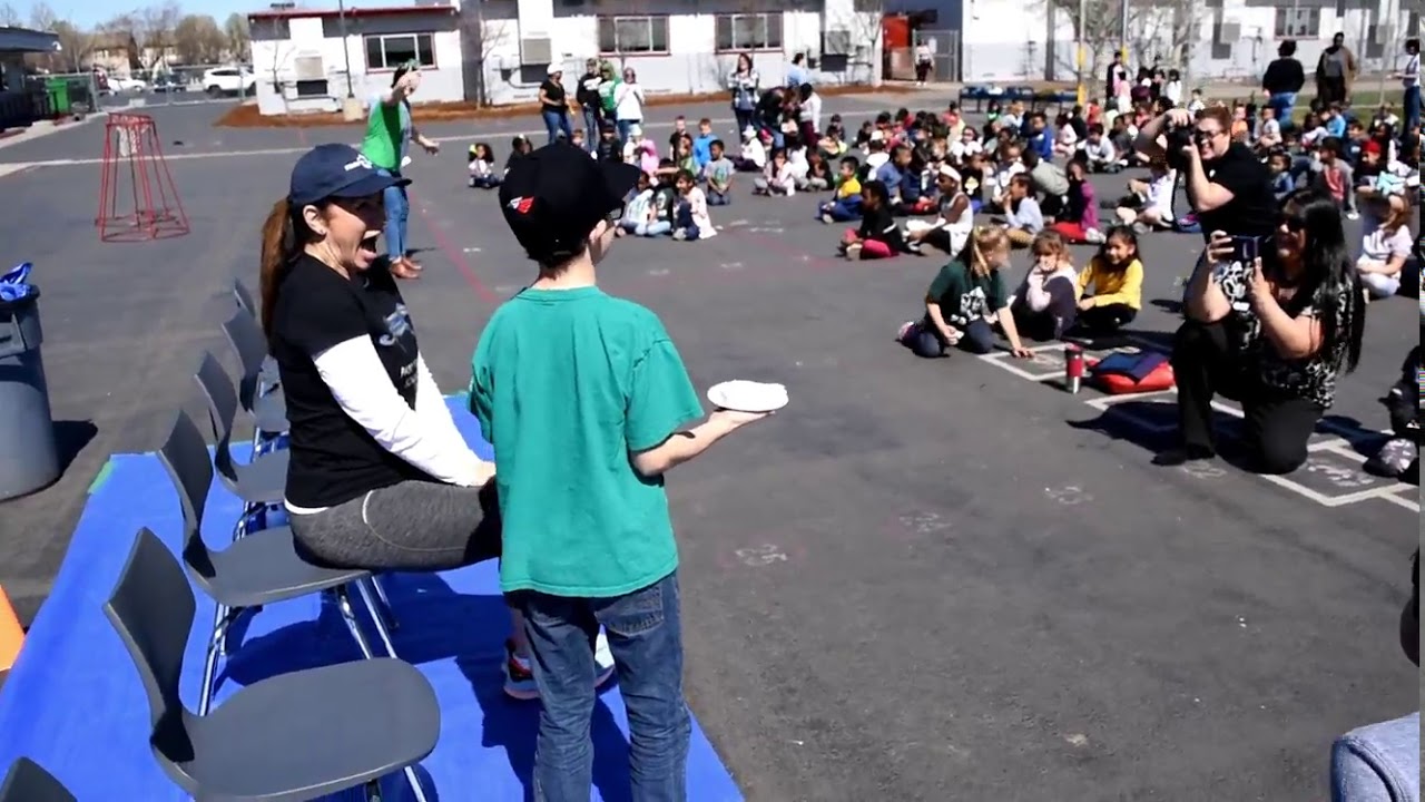 Paso Verde School -- 'Pennies for Patients' pie throw 2019 - YouTube